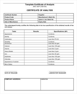Certificate Of Analysis Template (6) - TEMPLATES EXAMPLE | TEMPLATES ...