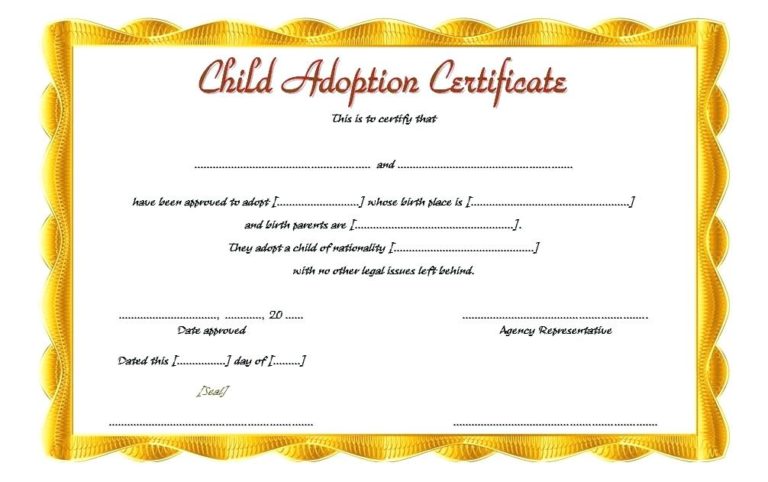Child Adoption Certificate Template (3) - TEMPLATES EXAMPLE | TEMPLATES ...