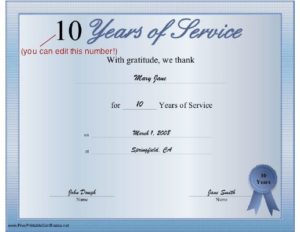 Long Service Certificate Template Sample (6) - TEMPLATES EXAMPLE ...
