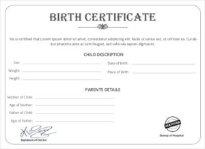 Official Birth Certificate Template (7) - TEMPLATES EXAMPLE | TEMPLATES ...