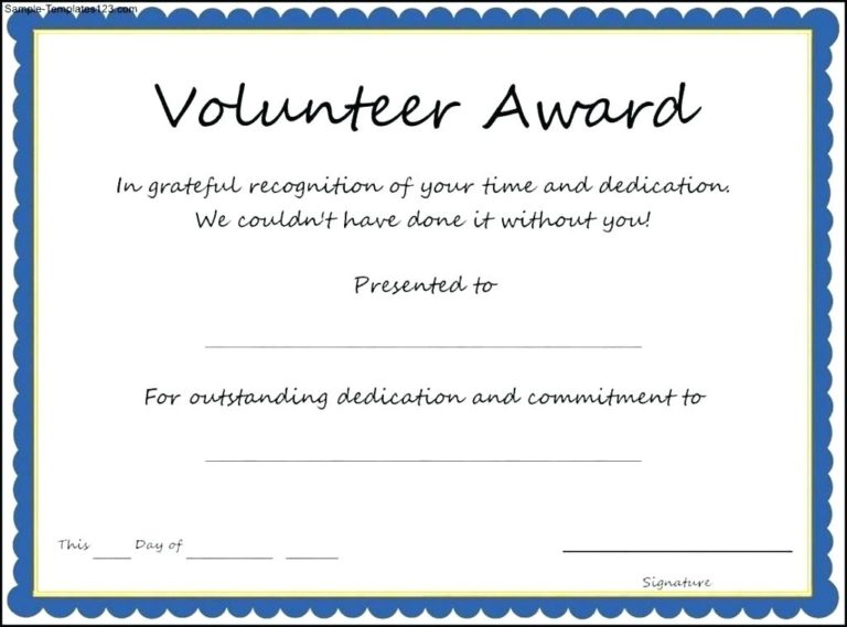 Volunteer Award Certificate Template (2) - TEMPLATES EXAMPLE ...