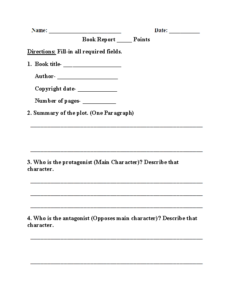 4Th Grade Book Report Template - TEMPLATES EXAMPLE | TEMPLATES EXAMPLE