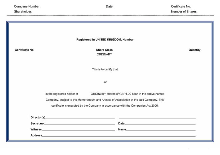 Blank Share Certificate Template Free (7) - TEMPLATES EXAMPLE ...