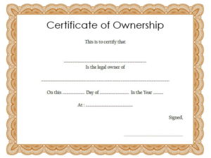 Certificate Of Ownership Template (2) - TEMPLATES EXAMPLE | TEMPLATES ...