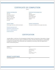 Certificate Of Substantial Completion Template (3) - TEMPLATES EXAMPLE ...