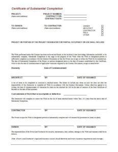 Certificate Of Substantial Completion Template (5) - TEMPLATES EXAMPLE ...