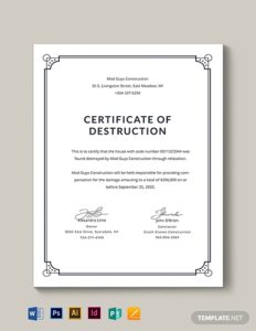 Destruction Certificate Template (3) - TEMPLATES EXAMPLE | TEMPLATES ...