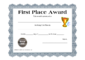 First Place Award Certificate Template (3) - TEMPLATES EXAMPLE ...