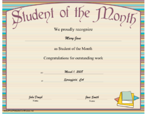 Free Printable Student Of The Month Certificate Templates (2 ...