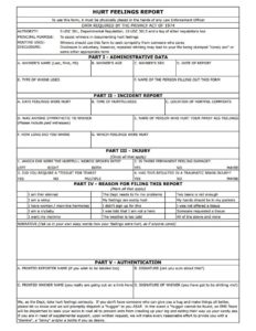 Hurt Feelings Report Template (1) - TEMPLATES EXAMPLE | TEMPLATES EXAMPLE