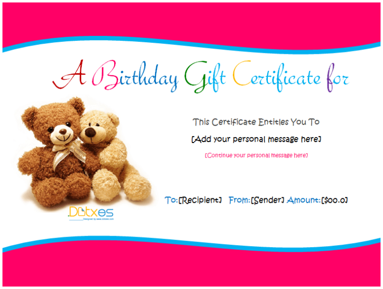 Kids Gift Certificate Template (4) - TEMPLATES EXAMPLE | TEMPLATES EXAMPLE