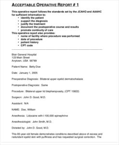Operative Report Template - TEMPLATES EXAMPLE | TEMPLATES EXAMPLE
