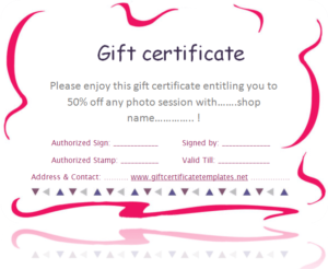 Pink Gift Certificate Template (1) - TEMPLATES EXAMPLE | TEMPLATES EXAMPLE