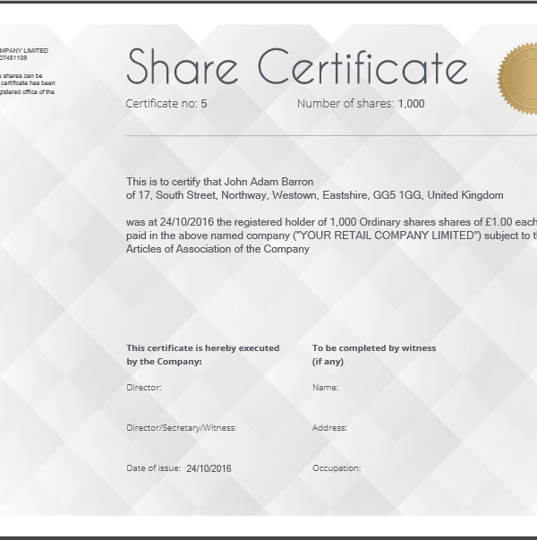 Template For Share Certificate (4) - TEMPLATES EXAMPLE | TEMPLATES EXAMPLE