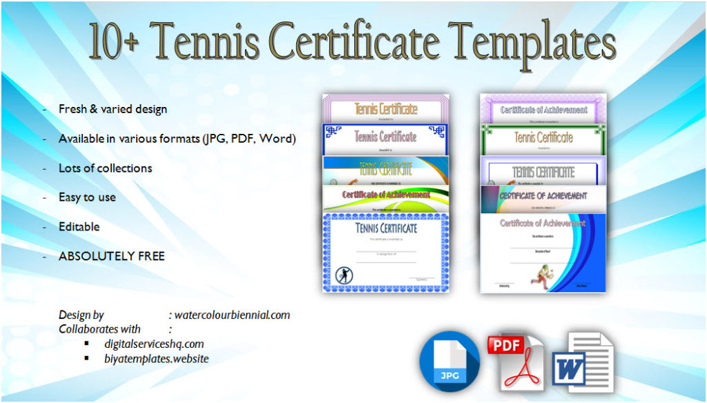 Tennis Certificate Template Free (2) - TEMPLATES EXAMPLE | TEMPLATES ...