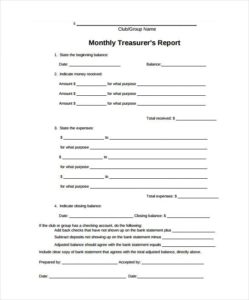 Treasurer Report Template (6) - TEMPLATES EXAMPLE | TEMPLATES EXAMPLE
