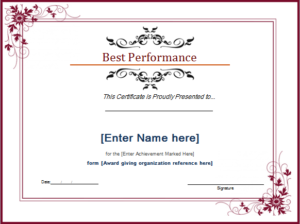Best Performance Certificate Template (1) - TEMPLATES EXAMPLE ...