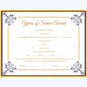Certificate For Years Of Service Template (4) - TEMPLATES EXAMPLE ...