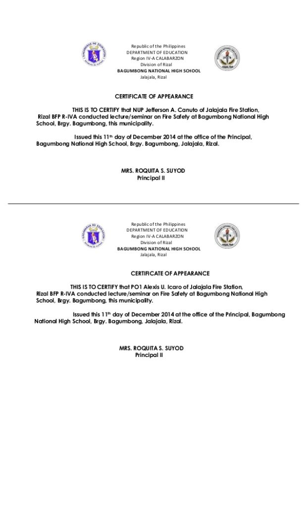 Certificate Of Appearance Template (7) - TEMPLATES EXAMPLE | TEMPLATES ...