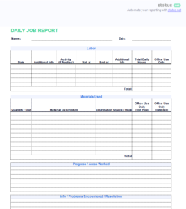 Daily Site Report Template (1) - TEMPLATES EXAMPLE | TEMPLATES EXAMPLE