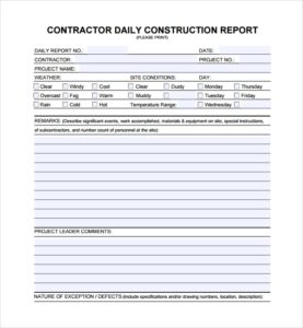 Daily Site Report Template (3) - TEMPLATES EXAMPLE | TEMPLATES EXAMPLE