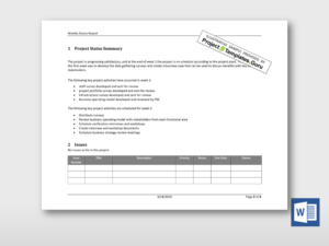 Executive Summary Project Status Report Template (4) - TEMPLATES ...