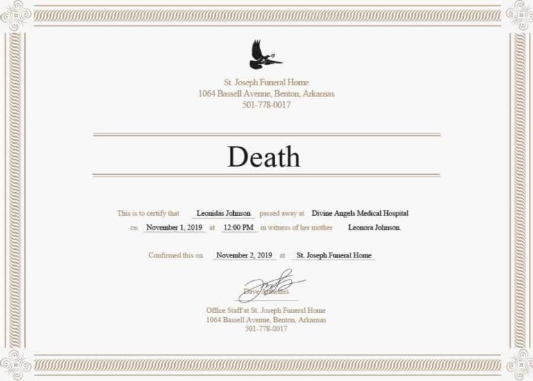 Fake Death Certificate Template (5) - TEMPLATES EXAMPLE | TEMPLATES EXAMPLE