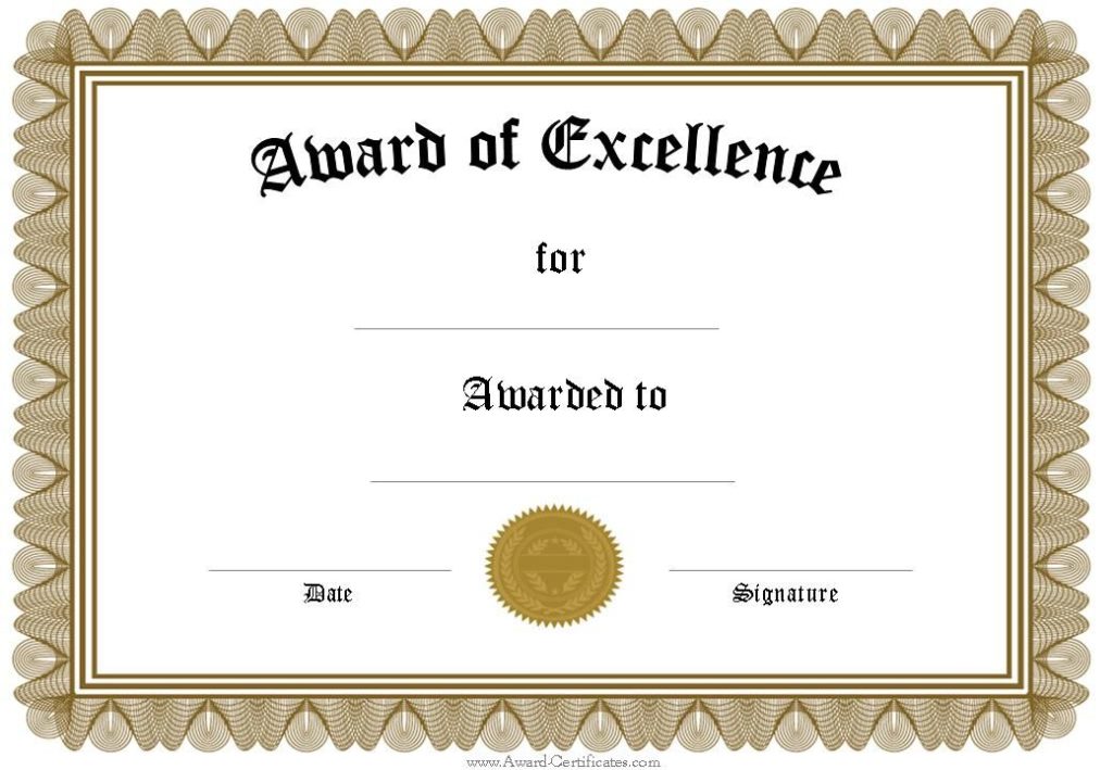 Free Printable Blank Award Certificate Templates (6) - TEMPLATES ...