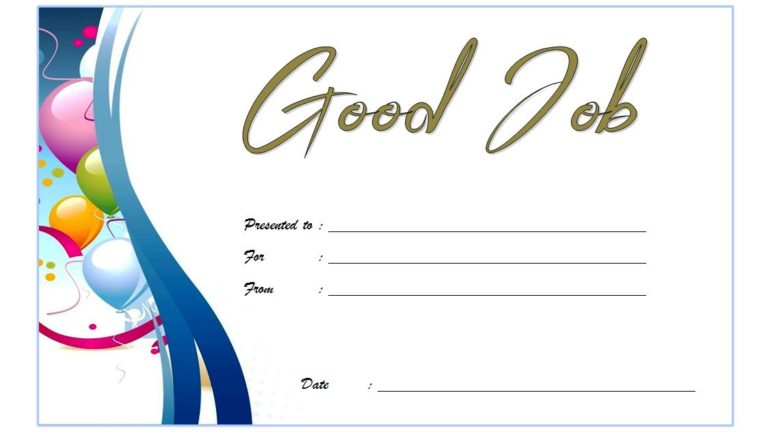 Good Job Certificate Template (1) - TEMPLATES EXAMPLE | TEMPLATES EXAMPLE