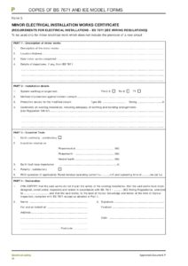 Minor Electrical Installation Works Certificate Template (1 ...