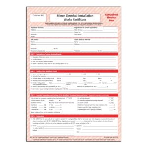 Minor Electrical Installation Works Certificate Template (3 ...