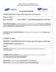 Near Miss Incident Report Template (1) - TEMPLATES EXAMPLE | TEMPLATES ...