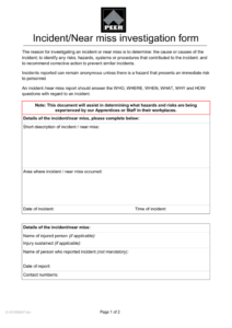 Near Miss Incident Report Template (3) - TEMPLATES EXAMPLE | TEMPLATES ...