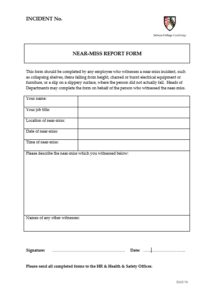 Near Miss Incident Report Template (7) - TEMPLATES EXAMPLE | TEMPLATES ...
