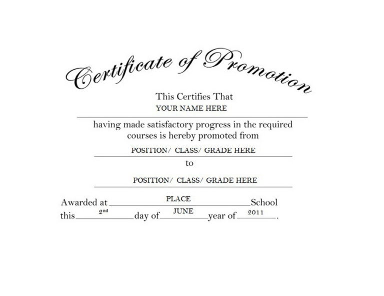 Promotion Certificate Template (8) - TEMPLATES EXAMPLE | TEMPLATES EXAMPLE