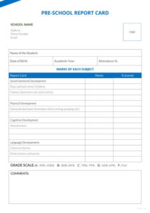 Report Card Format Template (3) - TEMPLATES EXAMPLE | TEMPLATES EXAMPLE