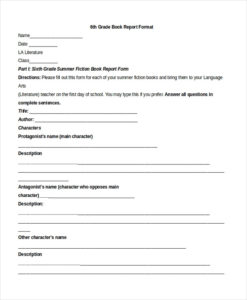 6Th Grade Book Report Template (11) - TEMPLATES EXAMPLE | TEMPLATES EXAMPLE