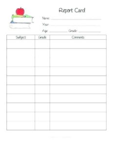 Blank Report Card Template (6) - TEMPLATES EXAMPLE | TEMPLATES EXAMPLE
