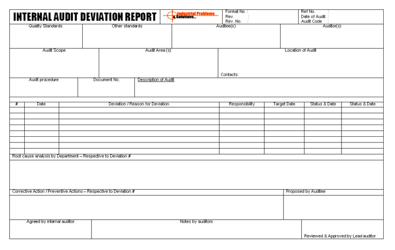 Deviation Report Template (1) - TEMPLATES EXAMPLE | TEMPLATES EXAMPLE