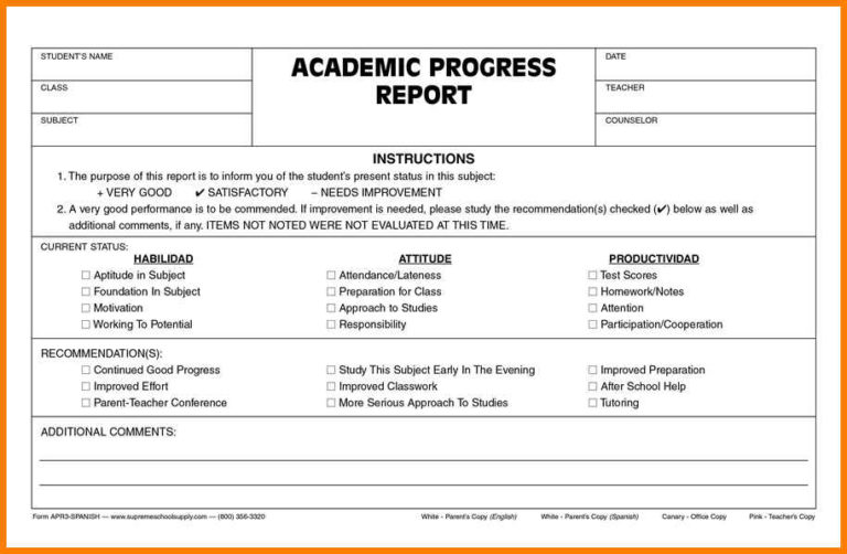 Educational Progress Report Template (4) - TEMPLATES EXAMPLE ...
