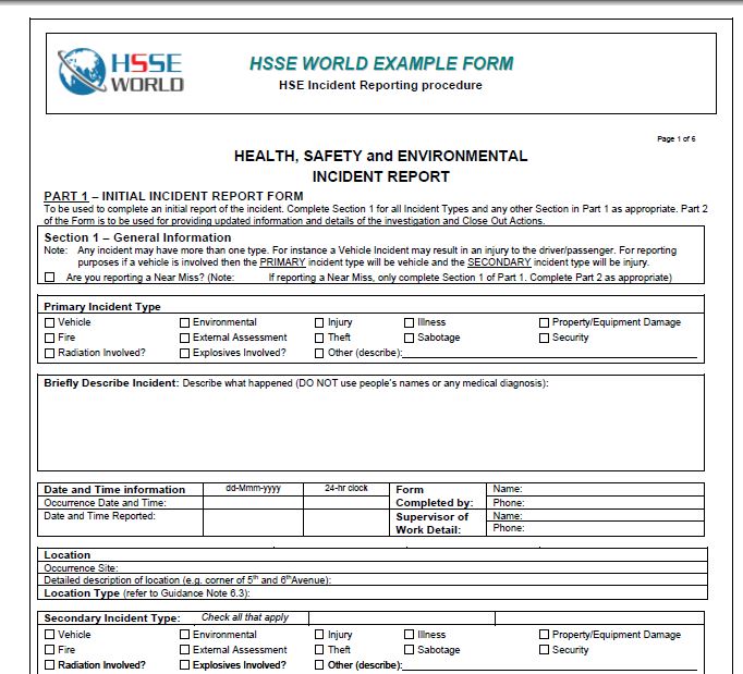 Hse Report Template TEMPLATES EXAMPLE TEMPLATES EXAMPLE