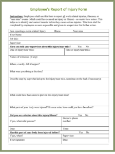 Injury Report Form Template (2) - TEMPLATES EXAMPLE | TEMPLATES EXAMPLE