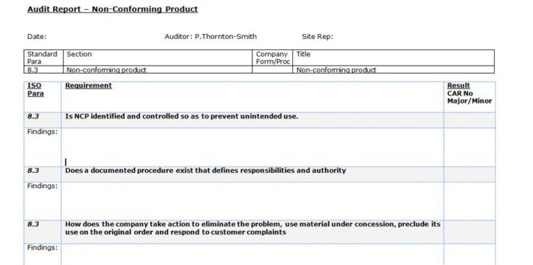 Internal Audit Report Template Iso 9001 (3) - TEMPLATES EXAMPLE ...