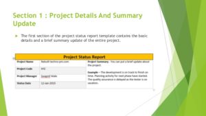 One Page Status Report Template (3) - TEMPLATES EXAMPLE | TEMPLATES EXAMPLE