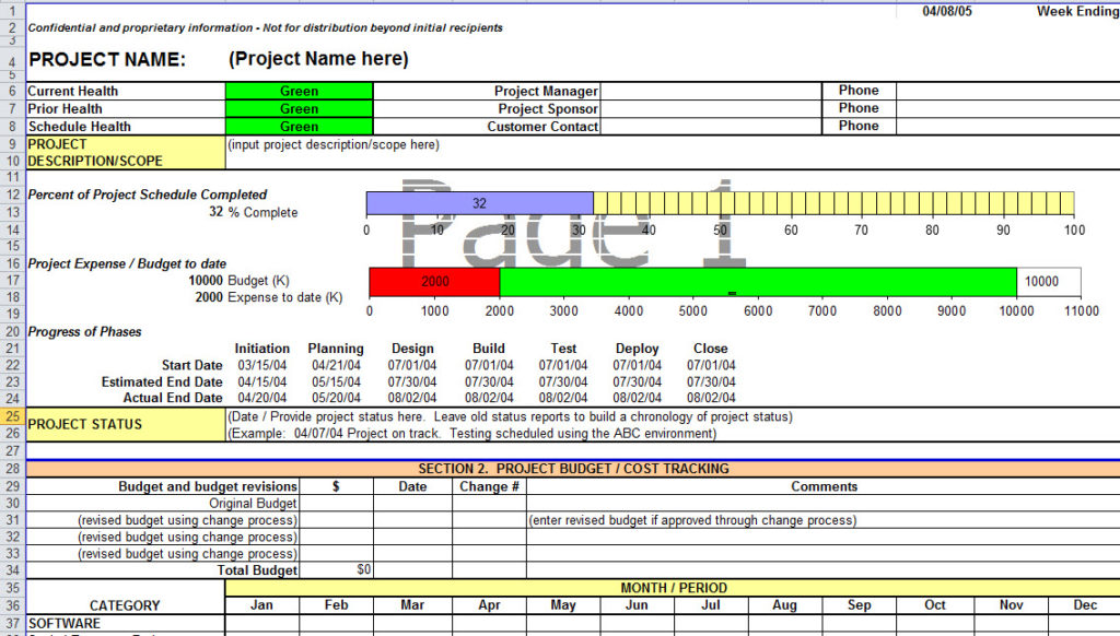 Project Status Report Template In Excel (5) - TEMPLATES EXAMPLE ...