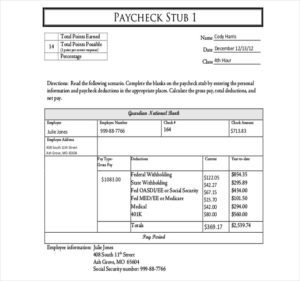 Blank Pay Stubs Template (9) - TEMPLATES EXAMPLE | TEMPLATES EXAMPLE