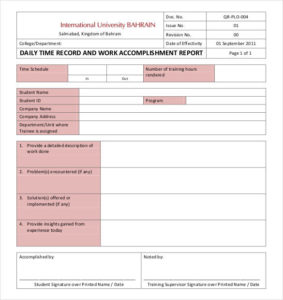 Daily Work Report Template (1) - TEMPLATES EXAMPLE | TEMPLATES EXAMPLE
