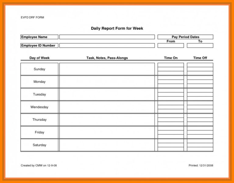 Daily Work Report Template (2) - TEMPLATES EXAMPLE | TEMPLATES EXAMPLE