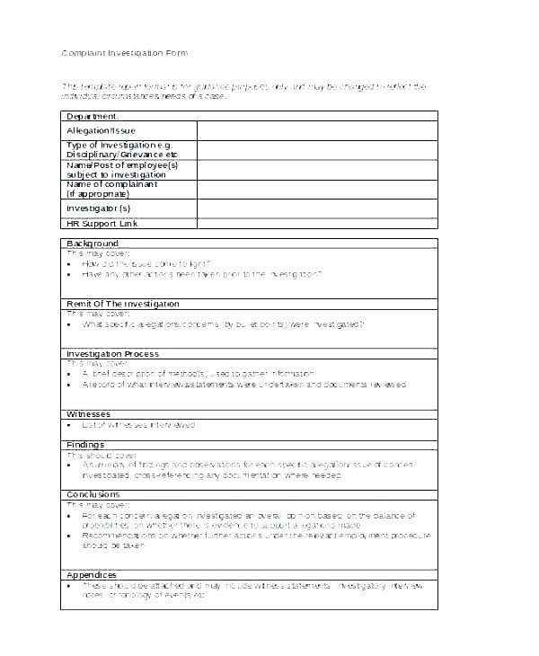 Investigation Report Template Disciplinary Hearing Best Template Ideas