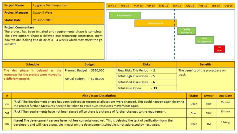 One Page Project Status Report Template (4) - TEMPLATES EXAMPLE ...